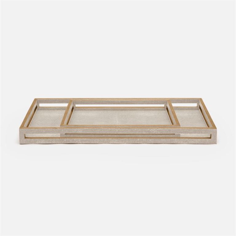 Narrow Rectangular Lewis Faux Shagreen Trays - Mecox Gardens