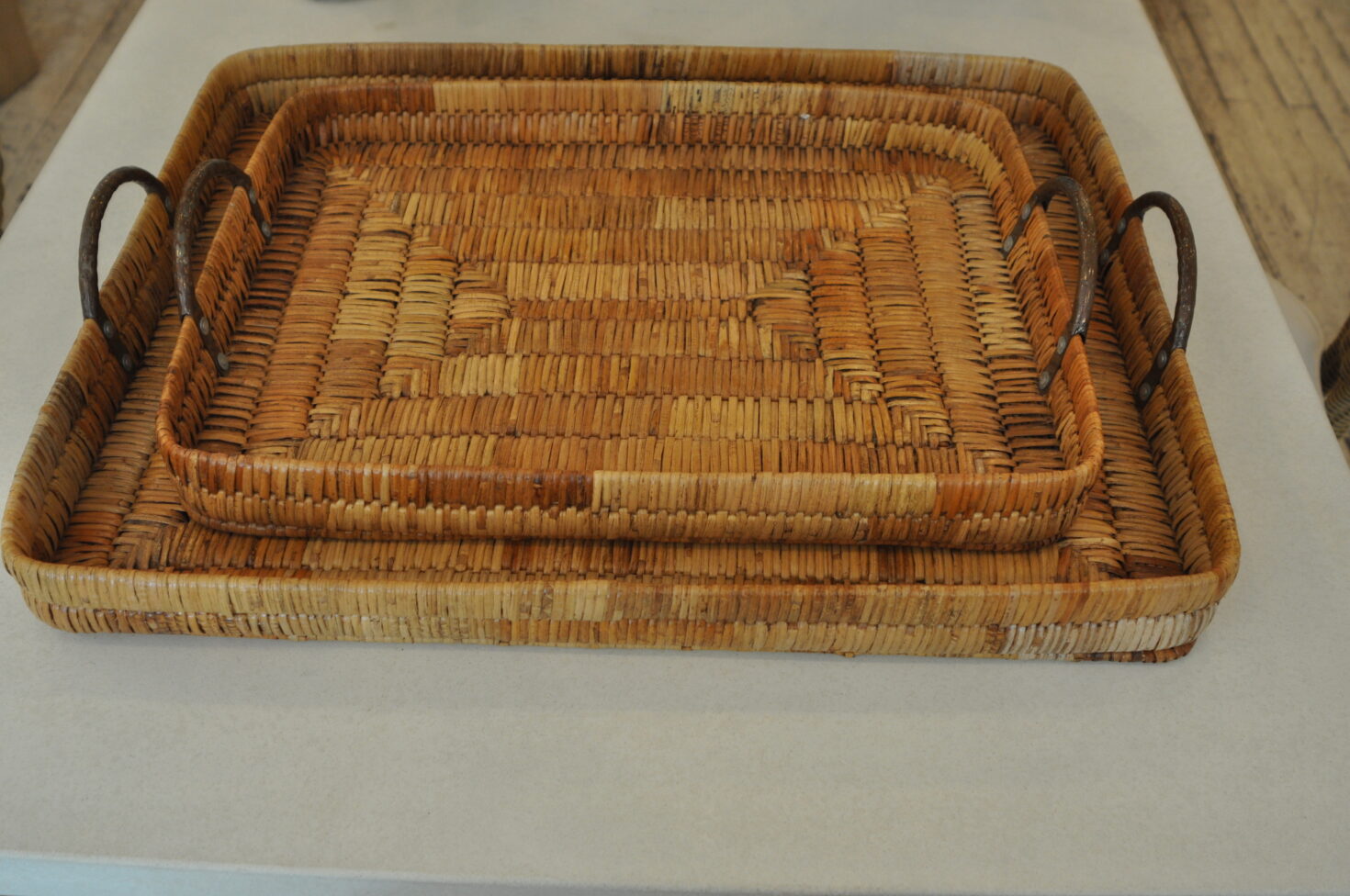 Large Rattan Woven Trays - Mecox Gardens