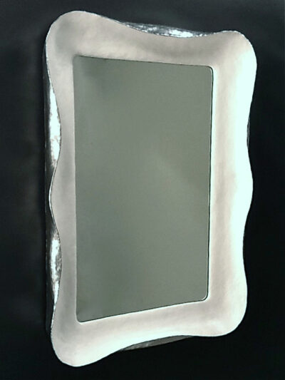 Small White Modern Wave Mirror - Mecox Gardens