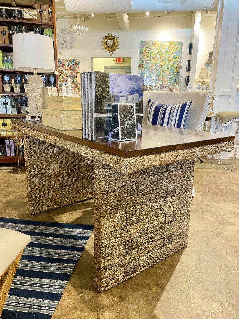 Colby Teak and Woven Desk - Mecox Gardens