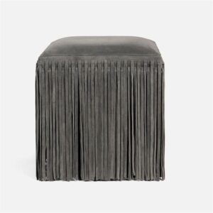 Fringed Suede Ottoman - Mecox Gardens