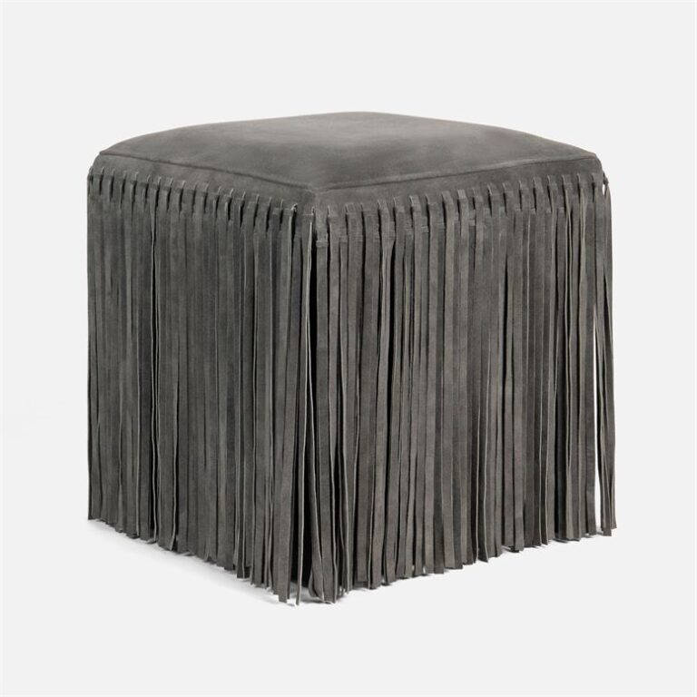 Fringed Suede Ottoman - Mecox Gardens