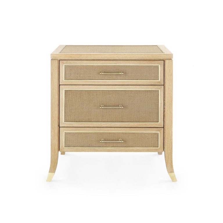 Natural Oak and Jute 3 Drawer Side Table - Mecox Gardens