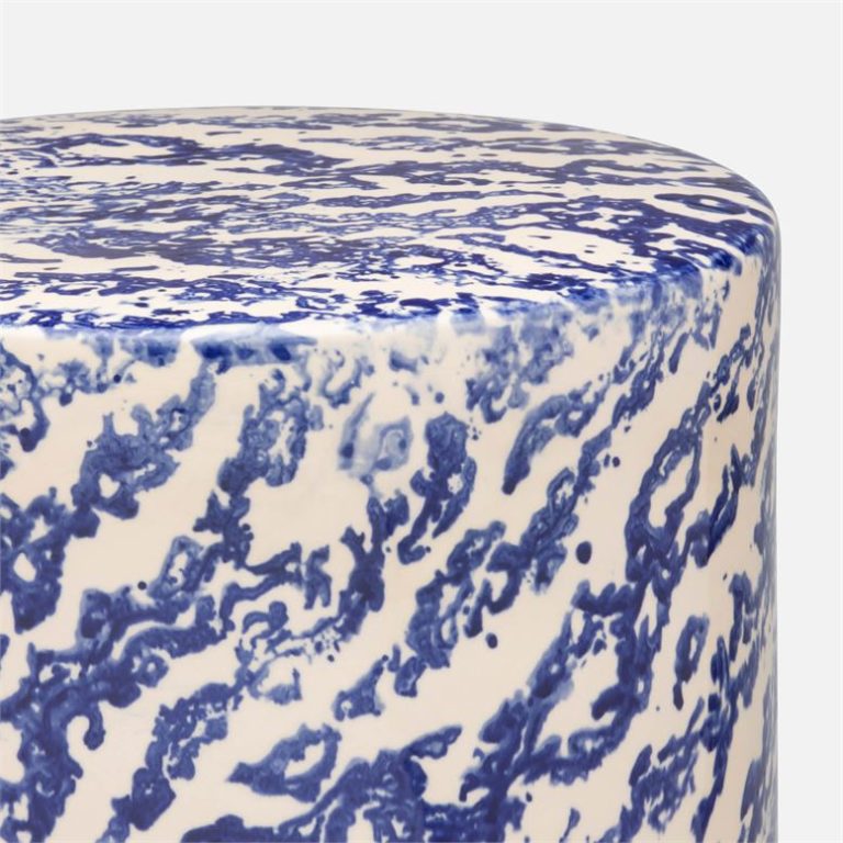 Marbelized Blue Ceramic Stool - Mecox Gardens