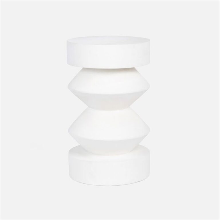 Matte Acacia Wood Geometric Stool - Mecox Gardens