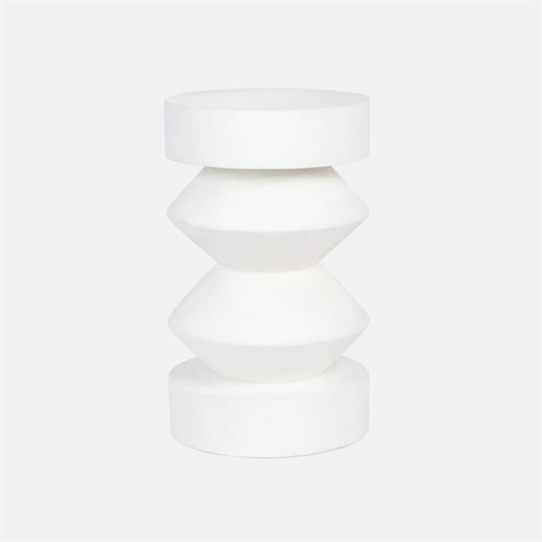 Matte Acacia Wood Geometric Stool - Mecox Gardens