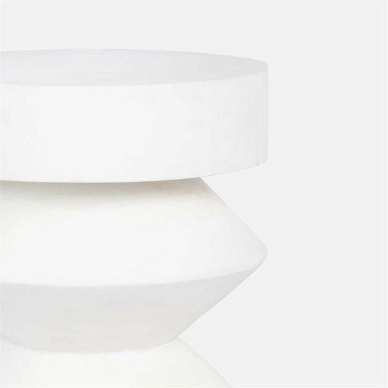 Matte Acacia Wood Geometric Stool - Mecox Gardens