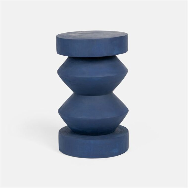 Matte Acacia Wood Geometric Stool - Mecox Gardens