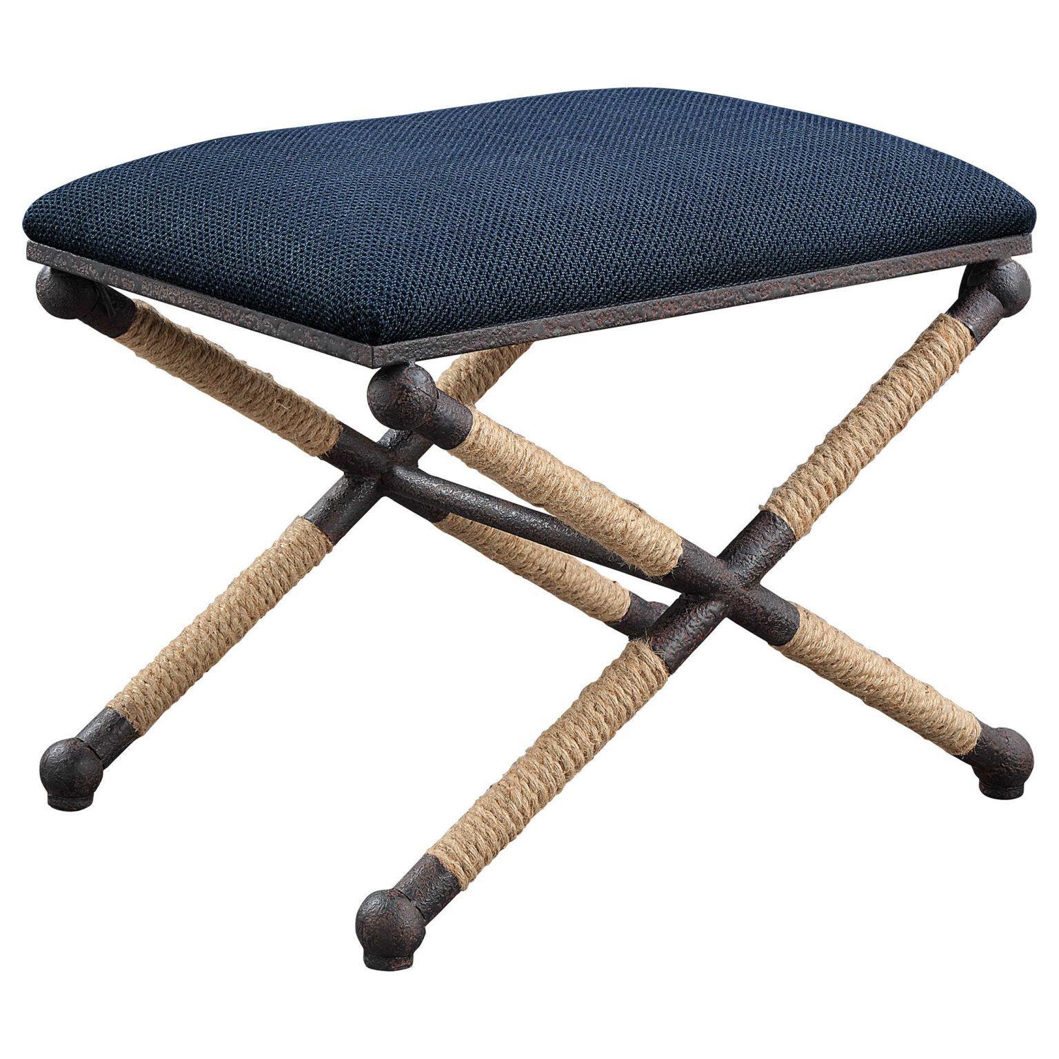 Backman Navy X Rope Stool - Mecox Gardens