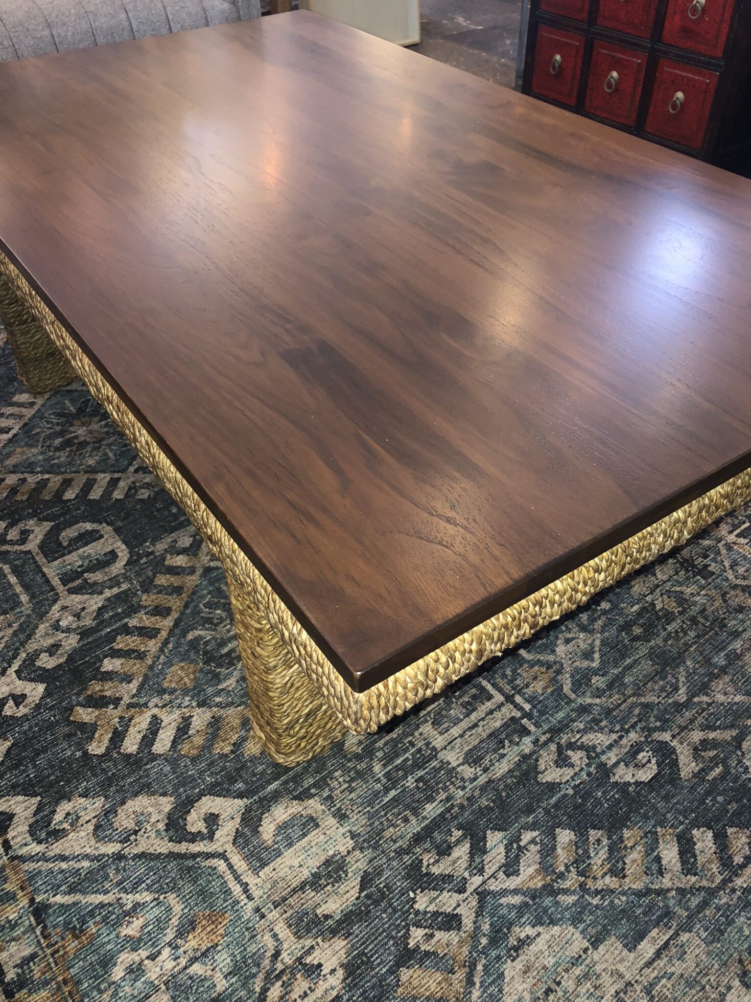 Colby Teak and Woven Rectangular Coffee Table - Mecox Gardens