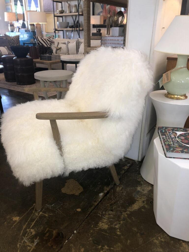 Cream Flokati Arm Chair - Mecox Gardens