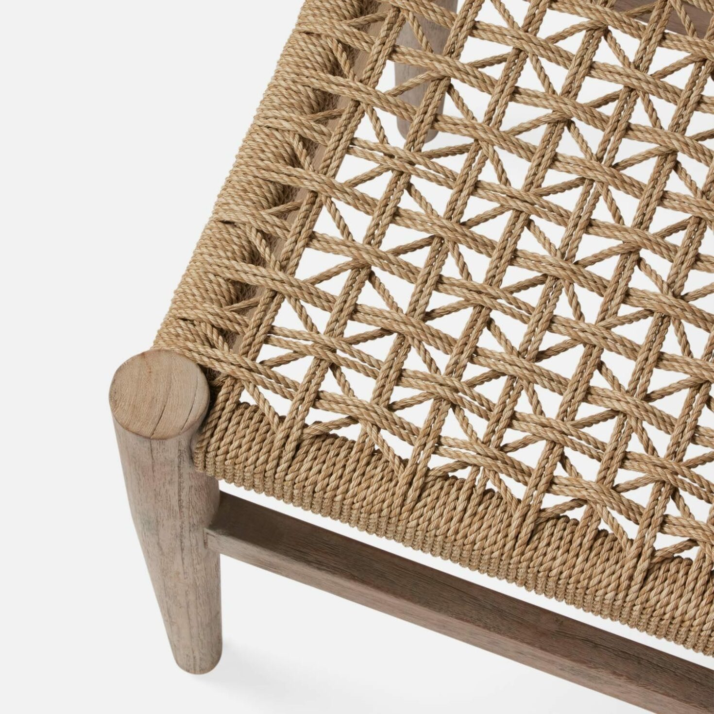 Outdoor Small Mid-Century Style Scandinavian Rope Bench - Mecox Gardens