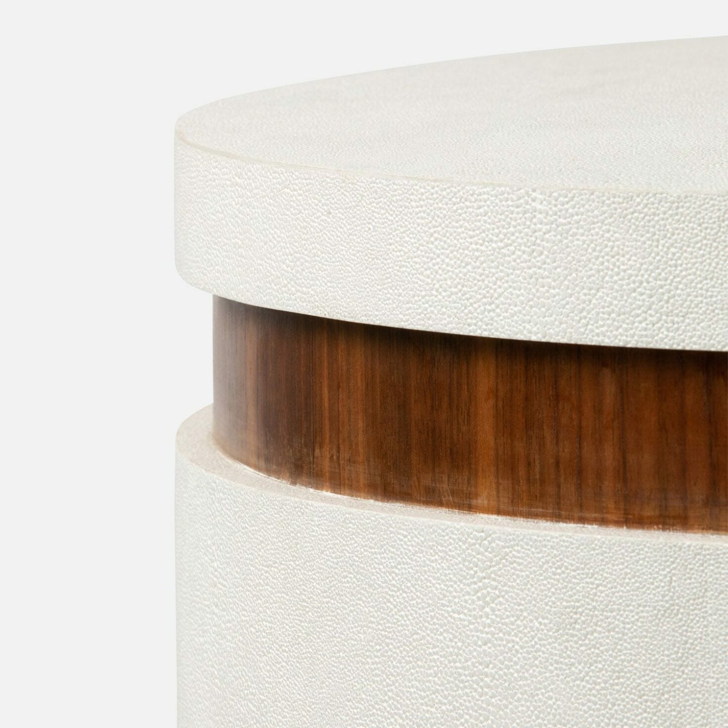 Faux Shagreen and Walnut Round Side Table - Mecox Gardens