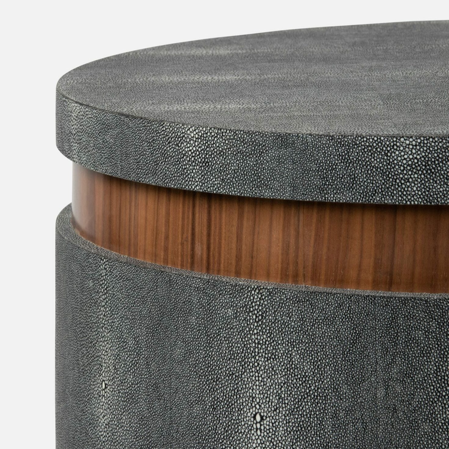 Faux Shagreen and Walnut Round Side Table - Mecox Gardens