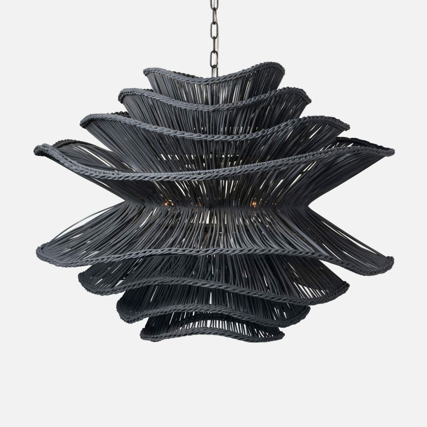 Large Abstract Layered Rattan Chandelier - Mecox Gardens