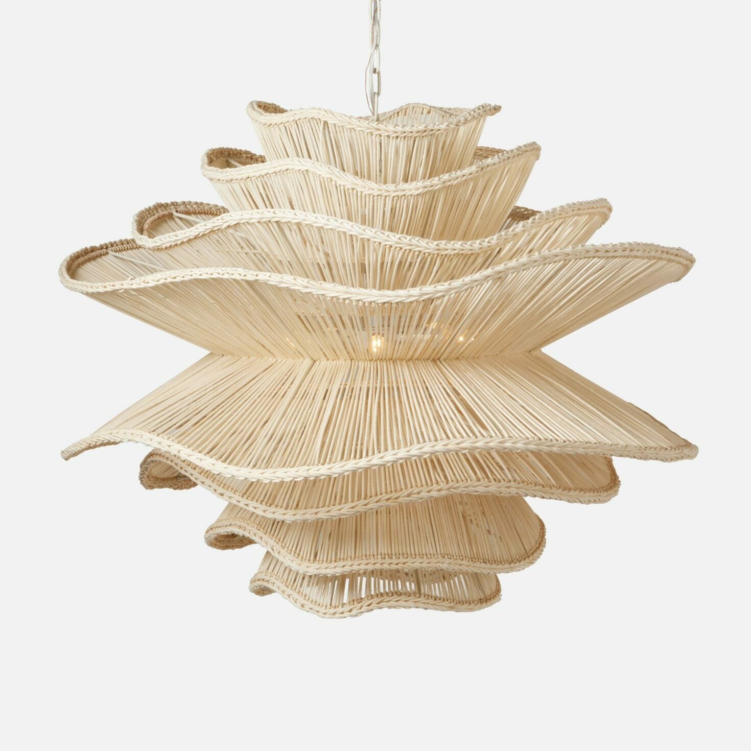 Large Abstract Layered Rattan Chandelier - Mecox Gardens