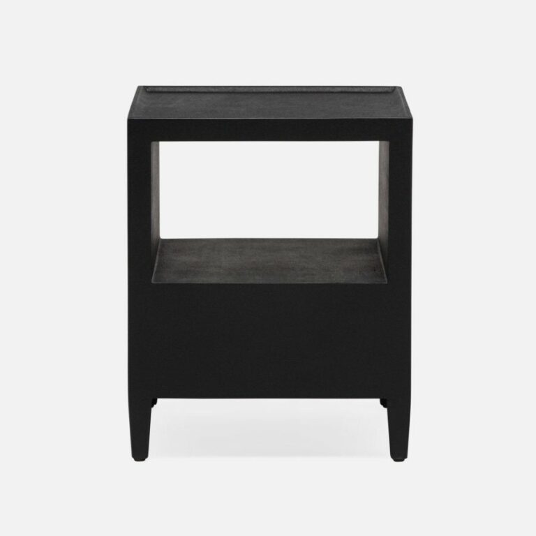 Small Faux Belgian Linen Side Table with Bottom Drawer - Mecox Gardens
