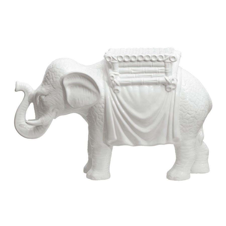 White Ceramic Elephant Sculpture - Mecox Gardens