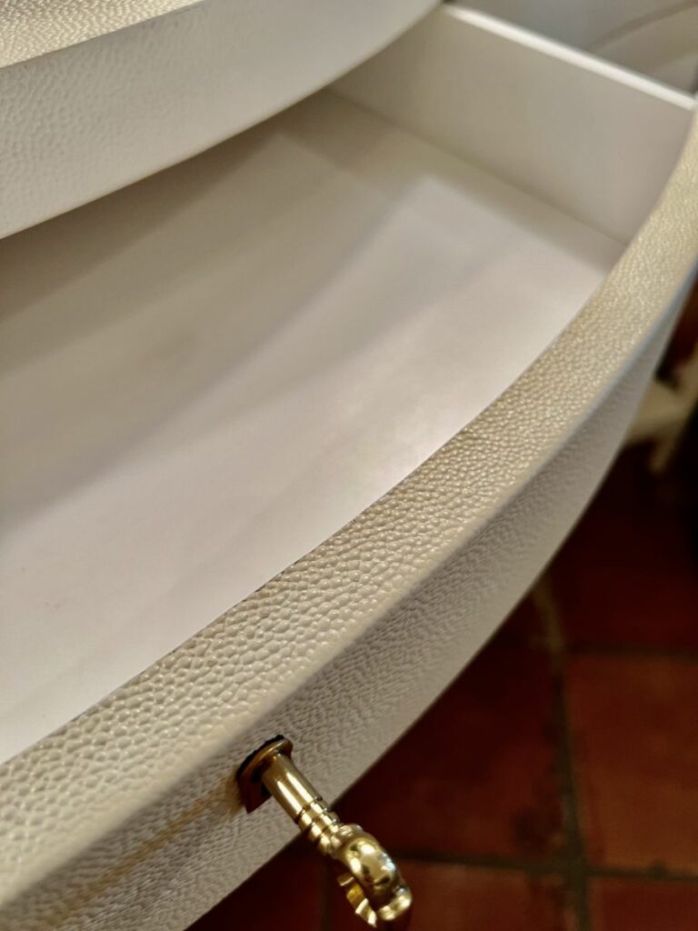 Ivory Faux Shagreen Serpentine Front Console - Mecox Gardens