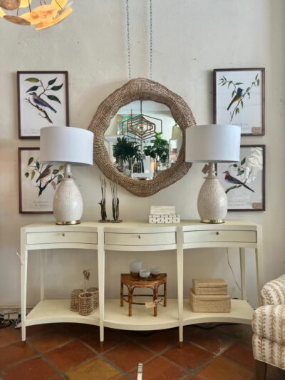 Ivory Faux Shagreen Serpentine Front Console - Mecox Gardens