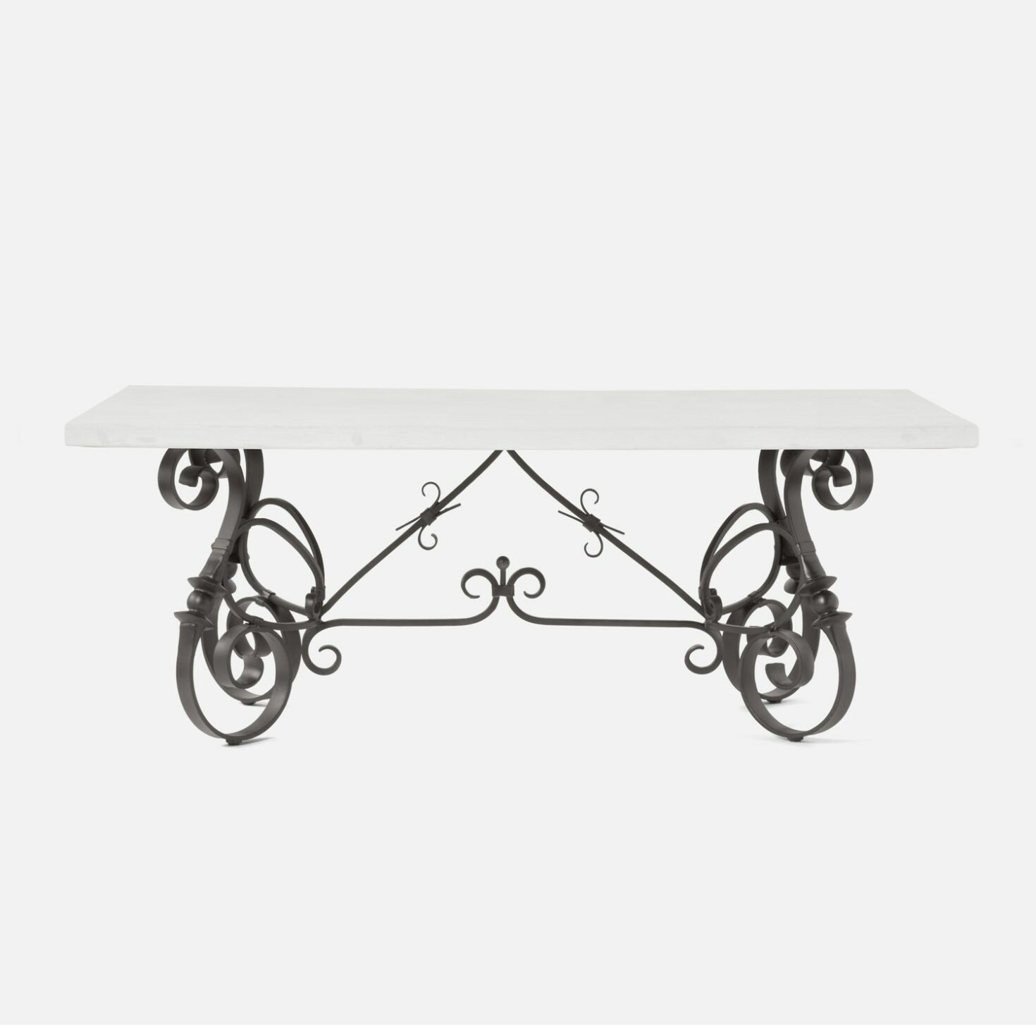 Outdoor Reconstituted Stone Dining Tables with Scroll Base - Mecox Gardens