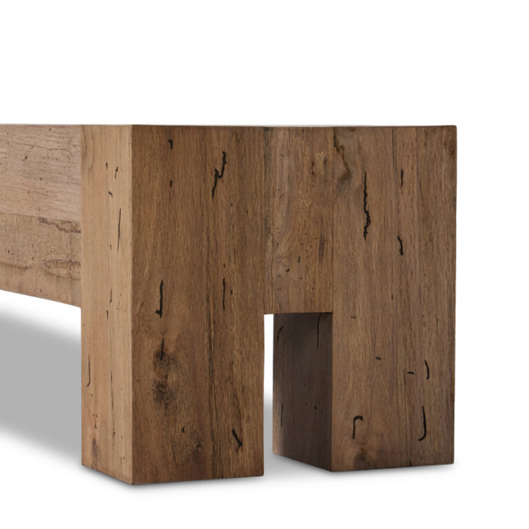 Thick Cut Rustic Oak Veneer Bench - Mecox Gardens