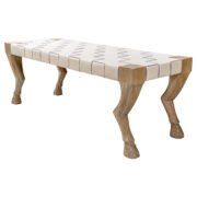 Small Flicka Wood Bench with Hoof Legs - Mecox Gardens