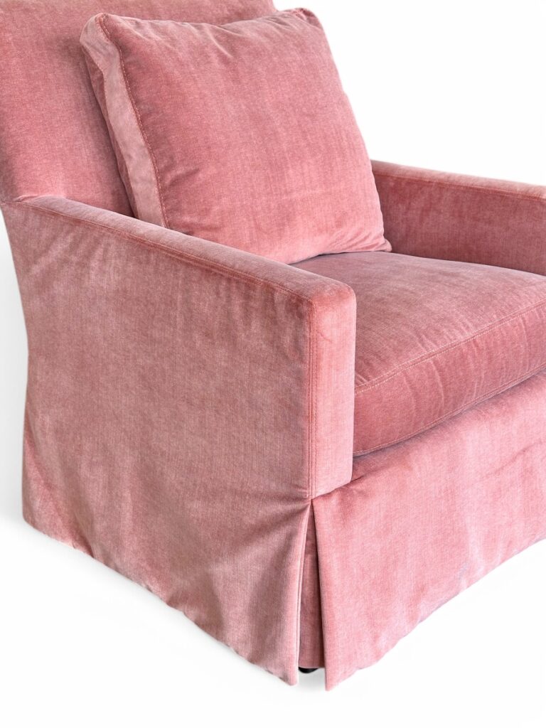 Russet Velvet Arm Chair with Skirt - Mecox Gardens