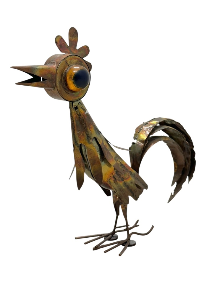 Vintage Metal Rooster Sculpture - Mecox Gardens