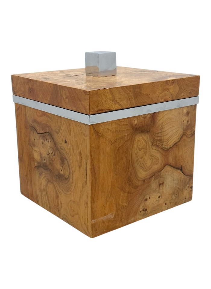 Vintage Chrome and Burlwood Ice Bucket - Mecox Gardens