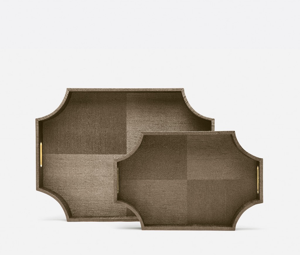 Cut Corner Faux Silk Trays - Mecox Gardens