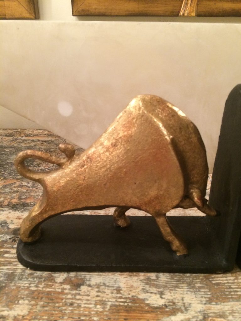 Pair of Antique Bronze Finished Bison Bookends - Mecox Gardens