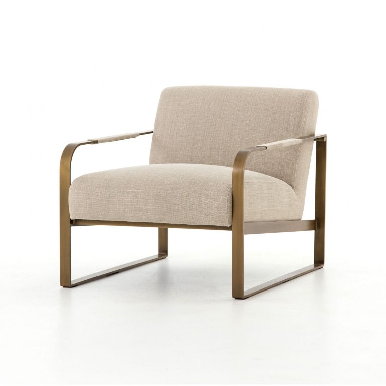 Linen Arm Chair With Brass Frame Mecox Gardens