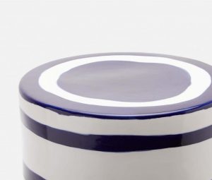 Lindor Blue and White Striped Ceramic Stool - Mecox Gardens